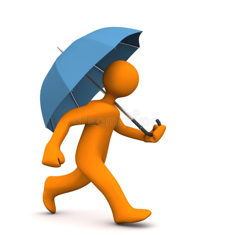 Manikin Runs Umbrella stock illustration. Illustration of character ...