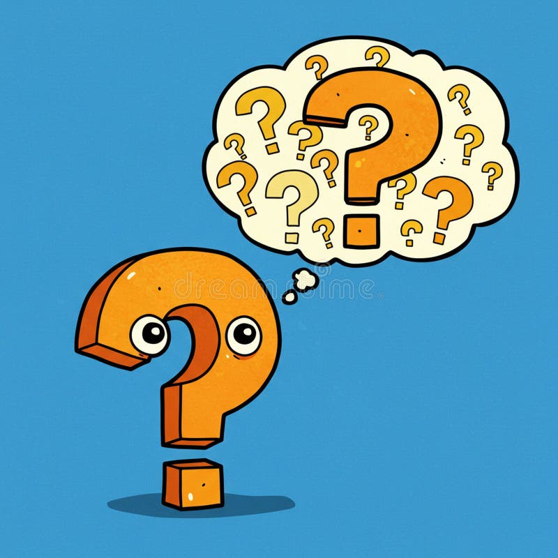 An Orange Cartoon Question Mark with Eyes is in the Foreground Against ...