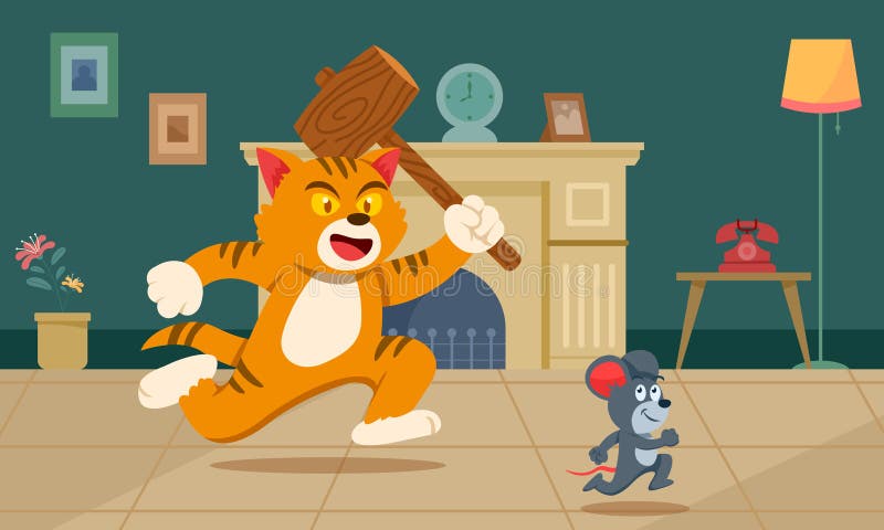 Cat Chasing Mouse Clipart