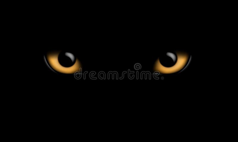 Orange Cat Eyes with Light Reflection on Black Background, Vector Stock ...