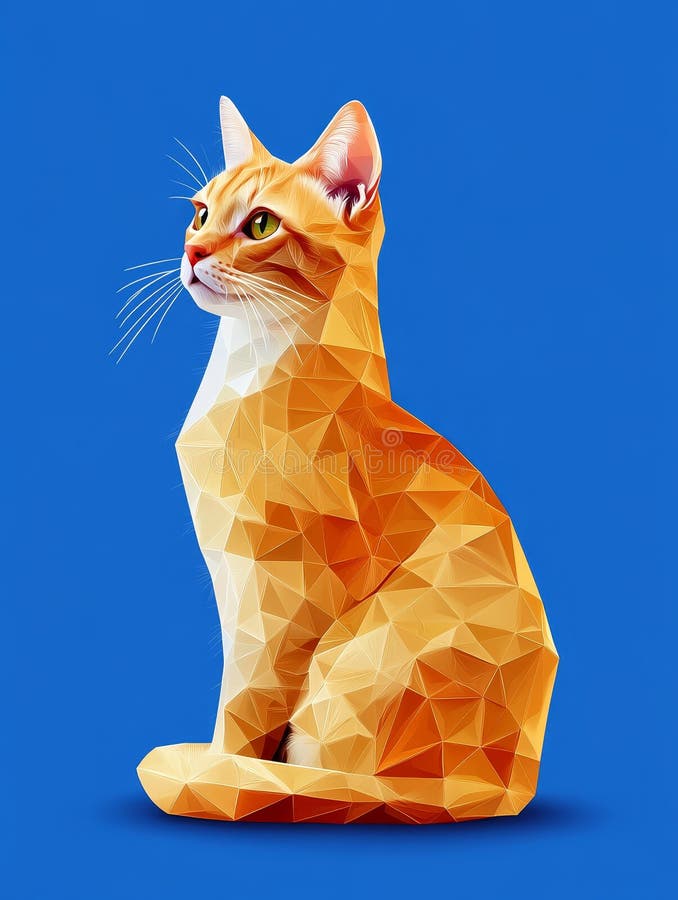 Orange Cat Low Poly Illustration a Geometric Illustration of an Orange ...
