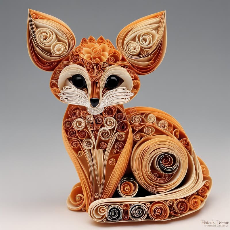 An Orange Cat Made Out of Paper Stock Illustration - Illustration of ...