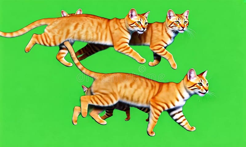 Orange Cat Running, Green Screen, Animation Sequence Stock Footage ...