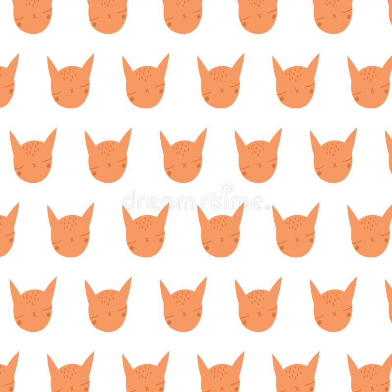 Orange Cat Seamless Pattern Background Vector Illustration. Cute Sleepy ...