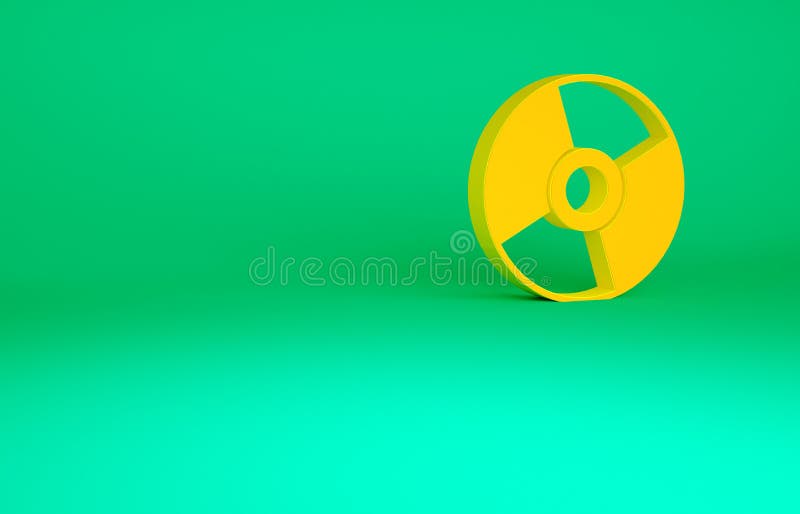 Orange CD or DVD Disk Icon Isolated on Green Background. Compact Disc ...