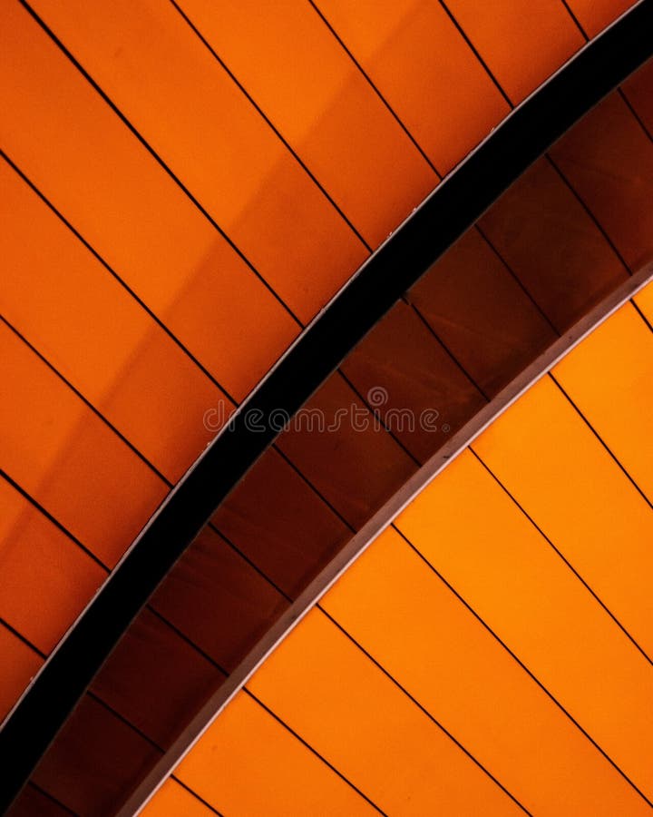 Orange Ceiling in a Modern Building Stock Image - Image of abstract ...