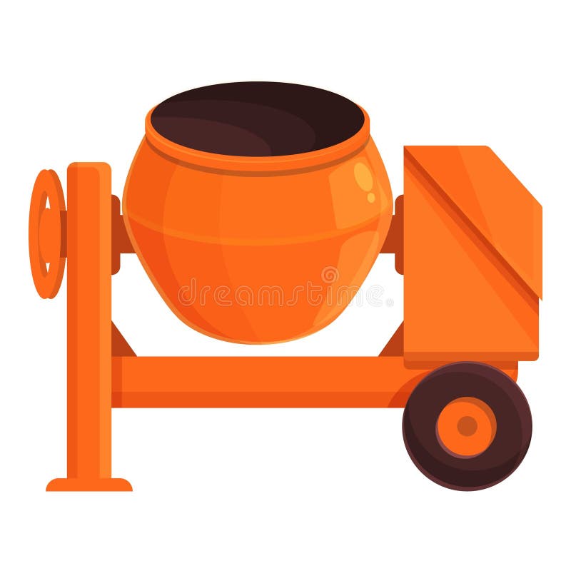 Orange Cement Mixer Icon Cartoon Vector. Concrete Machine Stock Vector ...