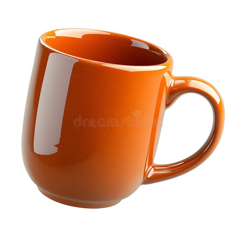 Orange Ceramic Mug with Handle, Isolated on a Transparent Background ...