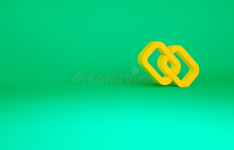 Orange Chain Link Icon Isolated on Green Background. Link Single ...