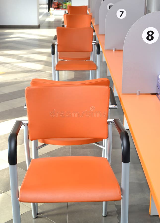 Customer Chairs Waiting for the Bank Employees in Thailand, Queue for ...