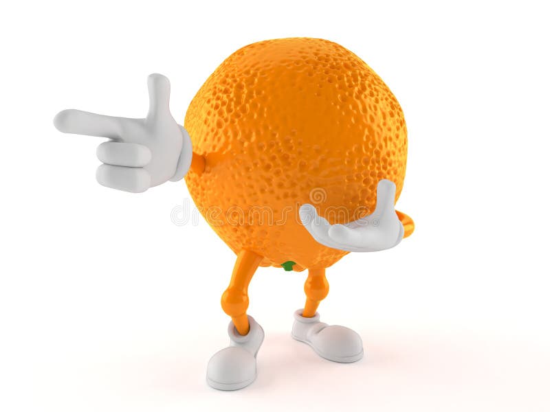 Orange Character Pointing Finger Stock Illustration - Illustration of ...
