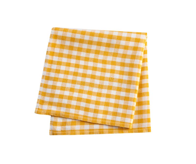 Orange Checkered Folded Tablecloth Isolated on White Stock Image ...