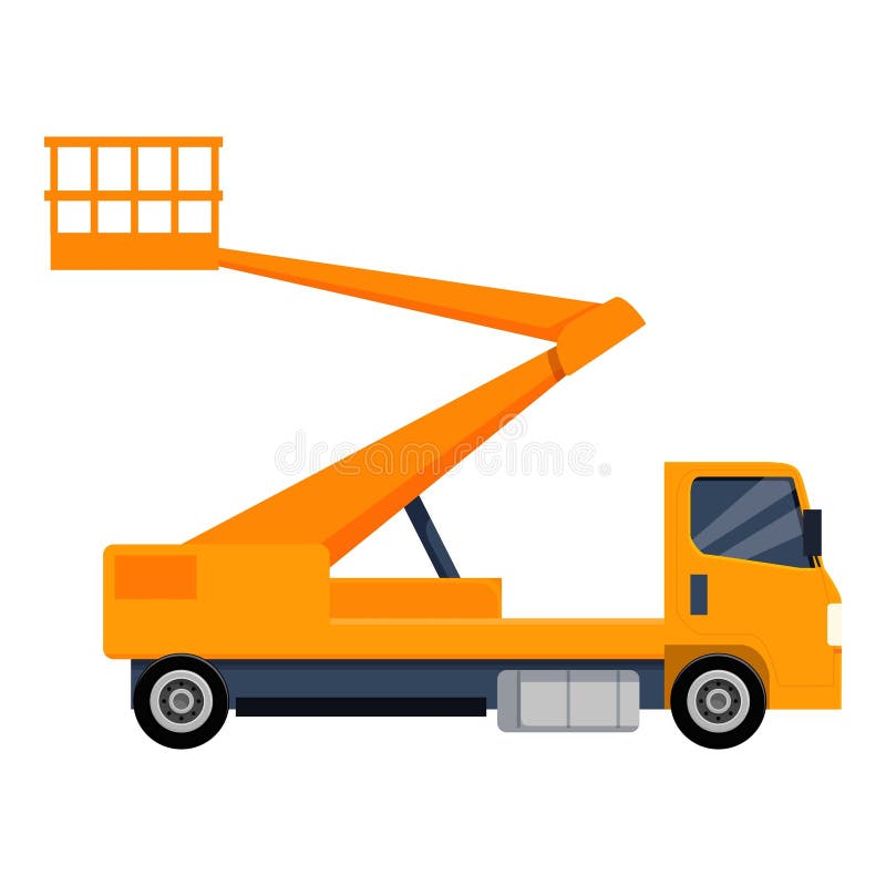 Orange Cherry Picker Truck Extending Its Arm Upwards Stock Vector ...