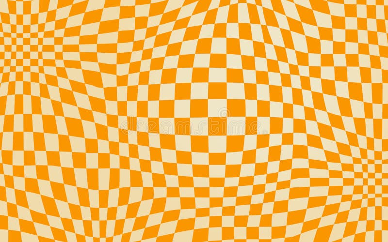 Orange Chessboard Groovy Hippie 70s Vector Background Stock Vector ...