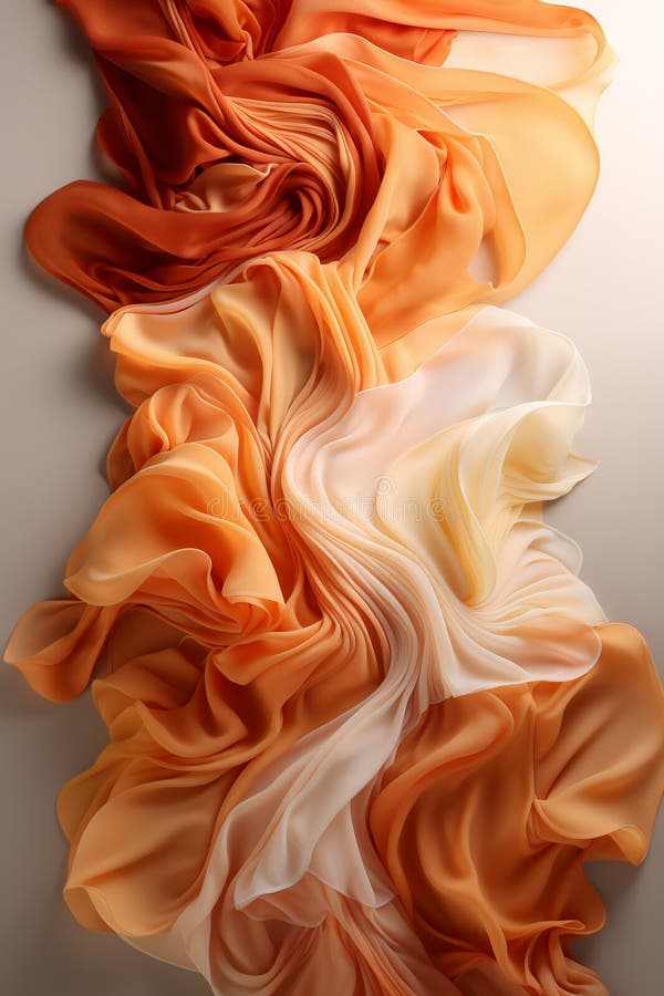 Orange Chiffon Fabric in Different Tones Draped on a Clean Background ...