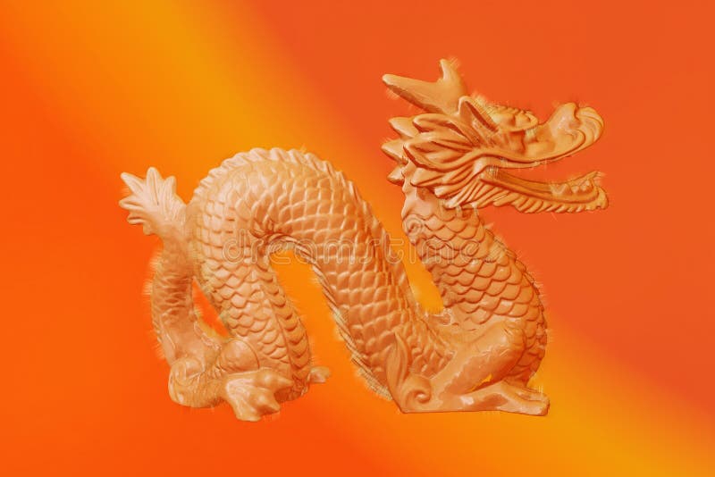 Orange Chinese Dragon Sculpture Stock Illustration - Illustration of ...
