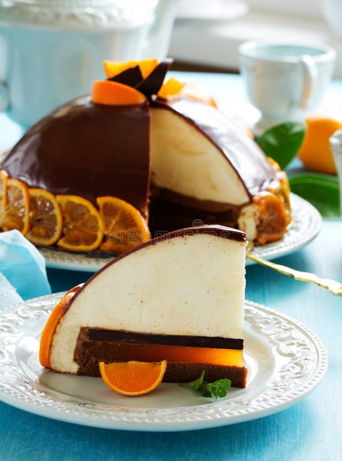 Orange-chocolate cake stock photo. Image of beautiful - 48591392