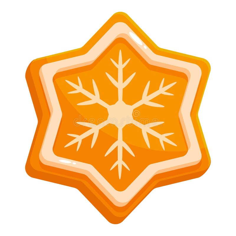 Orange Christmas Cookie with White Icing in Star Shape with Snowflake ...