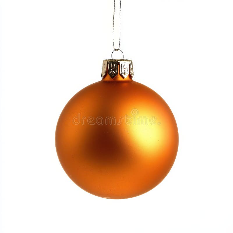 Orange Christmas Ornament Hangs on a Thread, Against an Isolated White ...