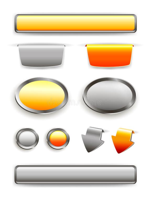 Orange and Chrome Web Buttons Stock Vector - Illustration of eps10 ...