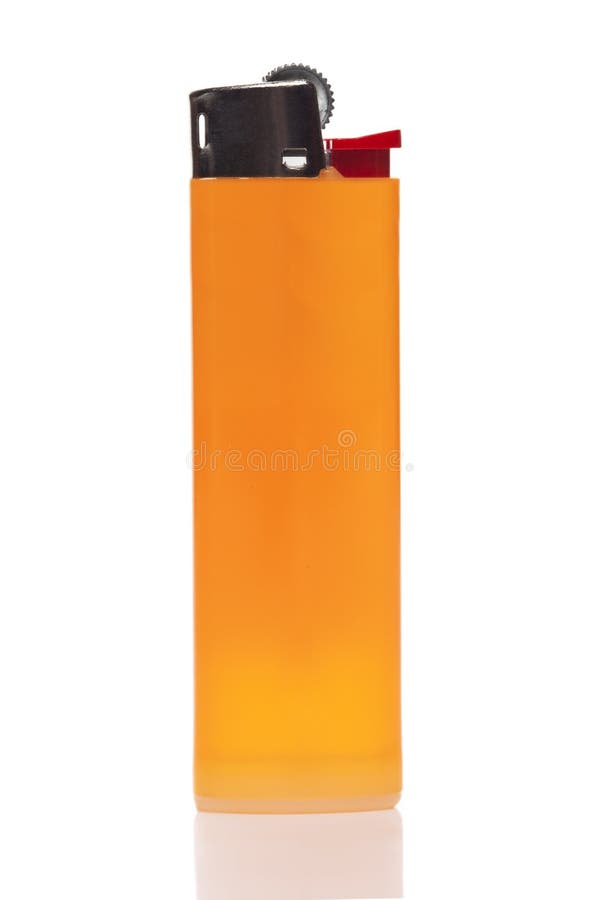 Orange Cigarette Lighter Isolated Stock Photo - Image of light, closeup ...