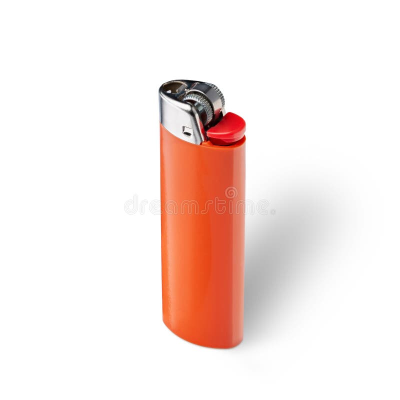Orange Cigarette Lighter, Isolated on White Stock Image - Image of tool ...