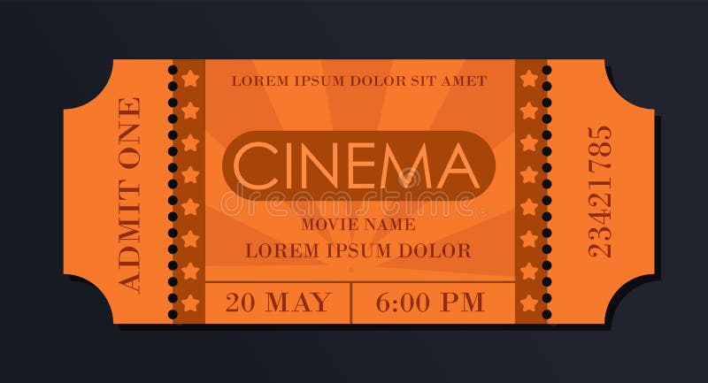 Cinema Ticket Design. Vector Illustration Stock Illustration ...