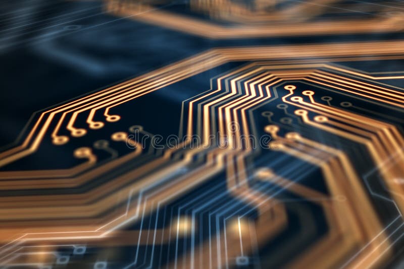 Orange circuit board stock illustration. Illustration of printed ...