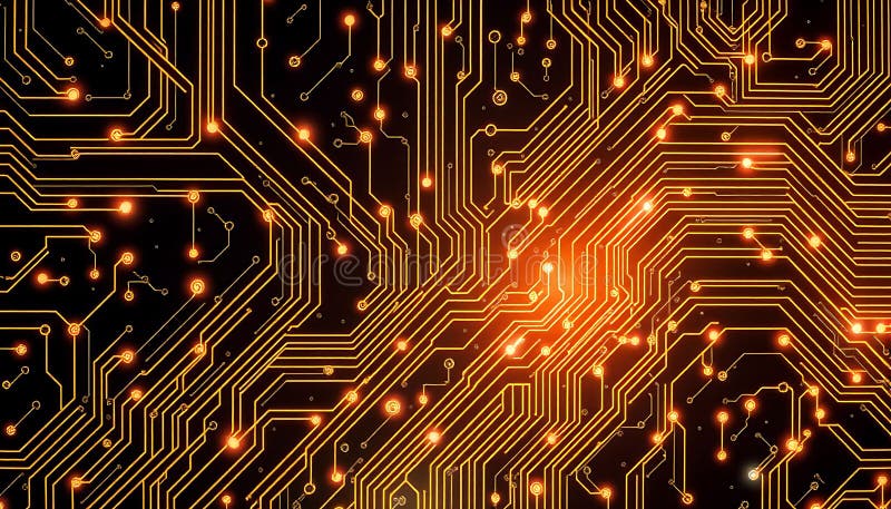 Orange Circuit Board, Technology and Electronic, Stock Photo ...