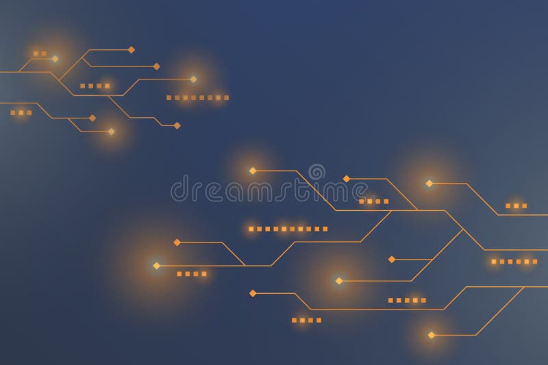 Orange Circuit Line Technology Background. Stock Illustration ...