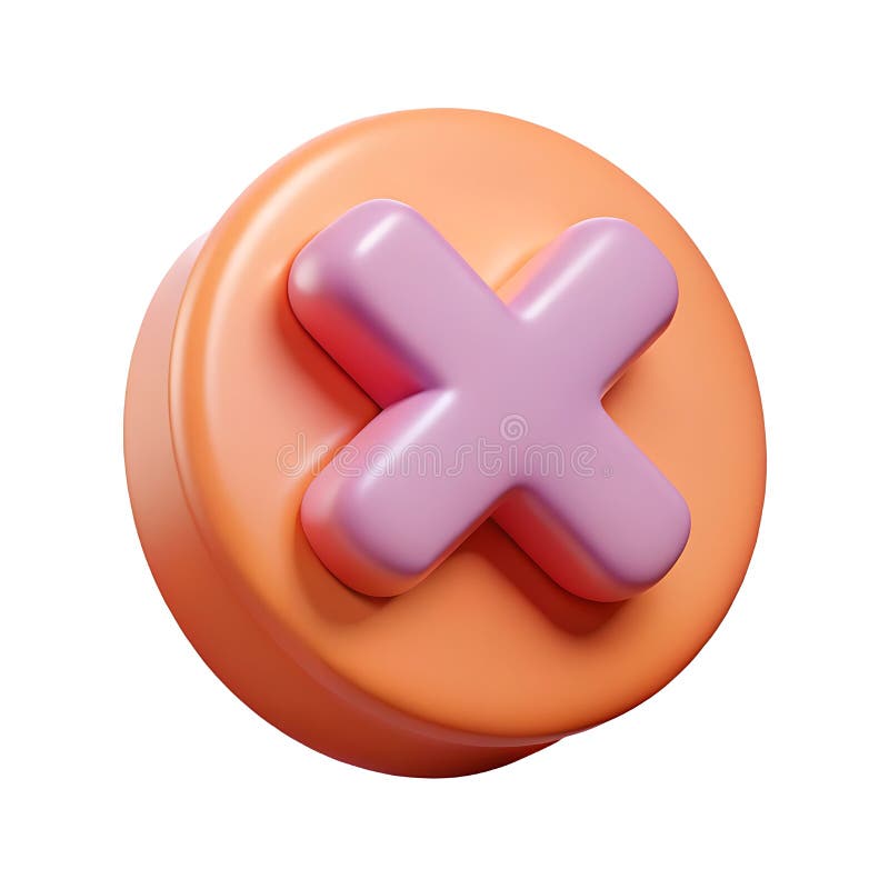 A Close Up of a Pink X Symbol on an Orange Circular Button Against a ...