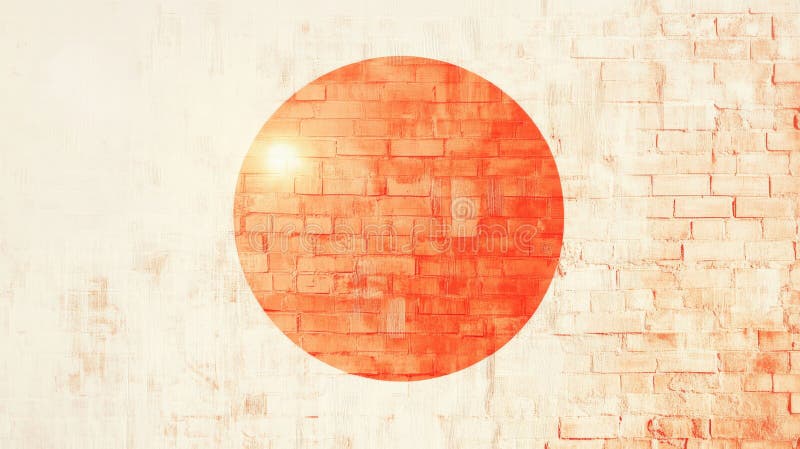 Orange Circular Frame on Brick Wall with Sunlight on Left Side Stock ...