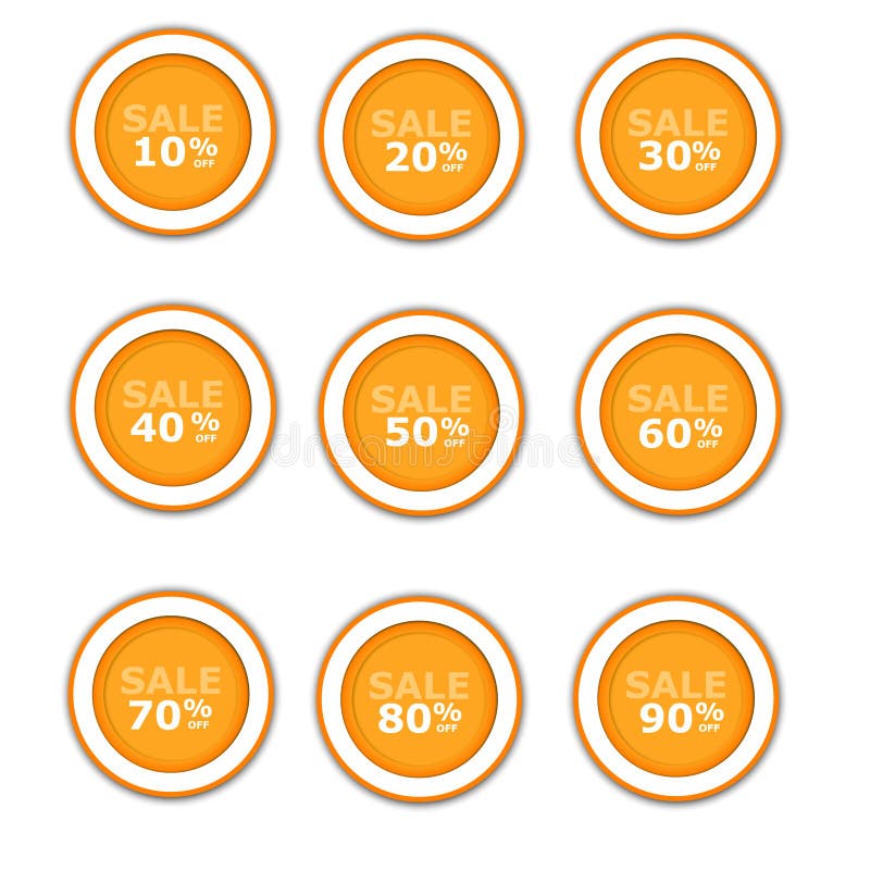 Orange Circular Paper Labels on Sale Stock Illustration - Illustration ...