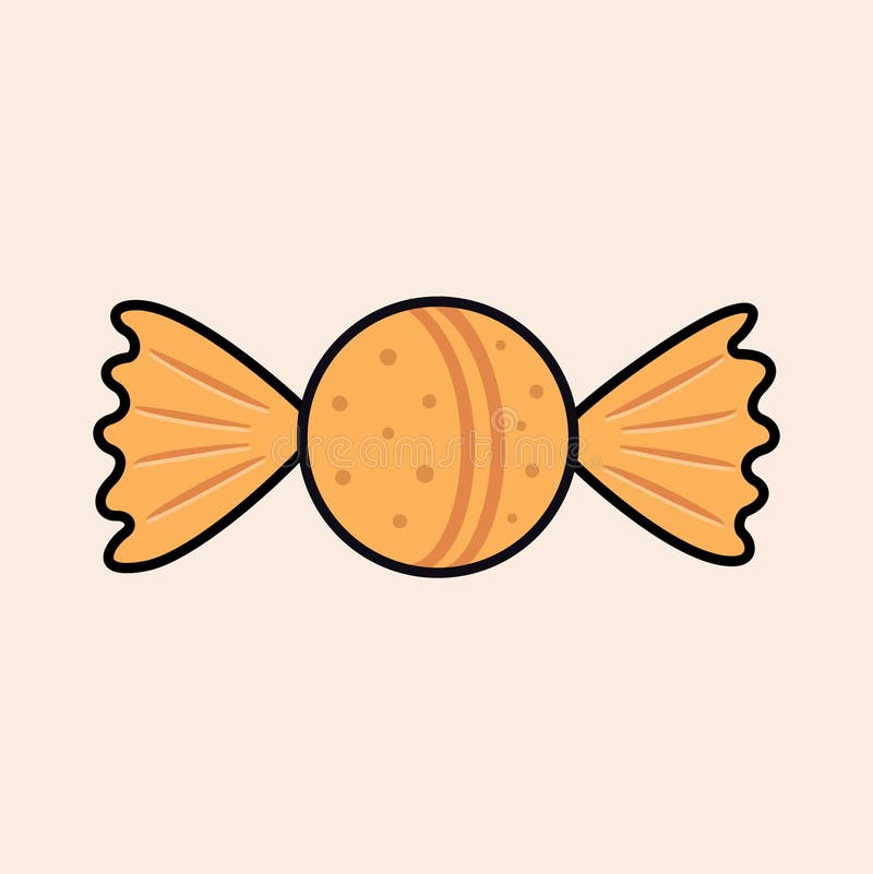 Orange Circular Wrapped Candy Vector Line Art Stock Illustration ...