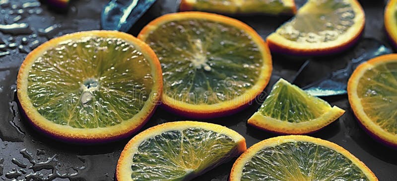 Orange Citrus Fruit on a Stone Table. Orange Background. Stock Photo ...