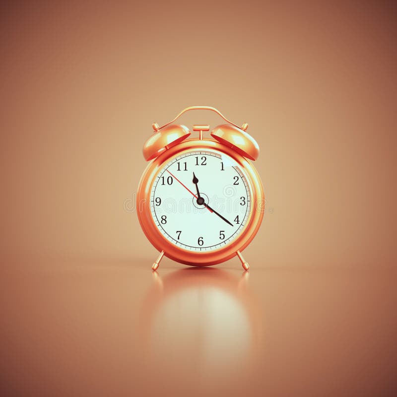 Orange classic alarm clock stock illustration. Illustration of creative ...