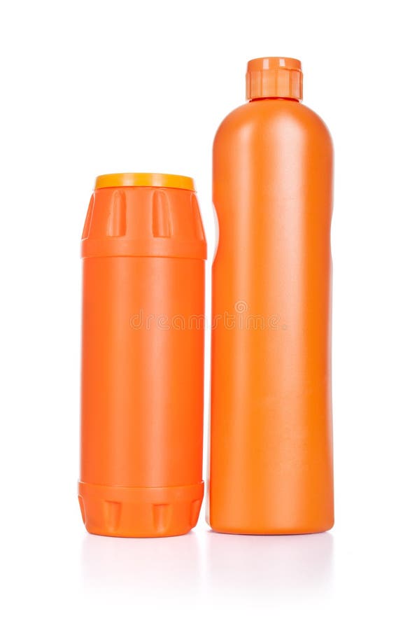Orange cleaning bottles stock image. Image of spray, bottles - 43903975