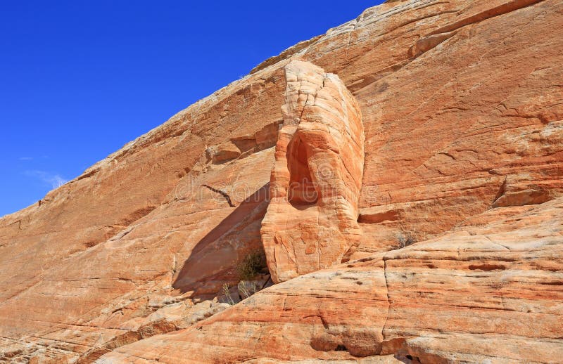 Orange Cliff with Rock Formation Stock Image - Image of cliff ...
