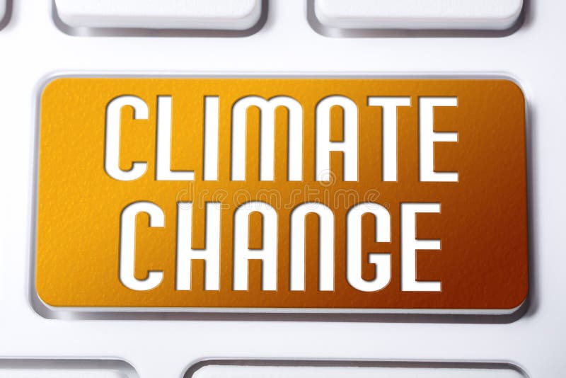 Orange Climate Change Button on a White Keyboard, Fragile Future ...