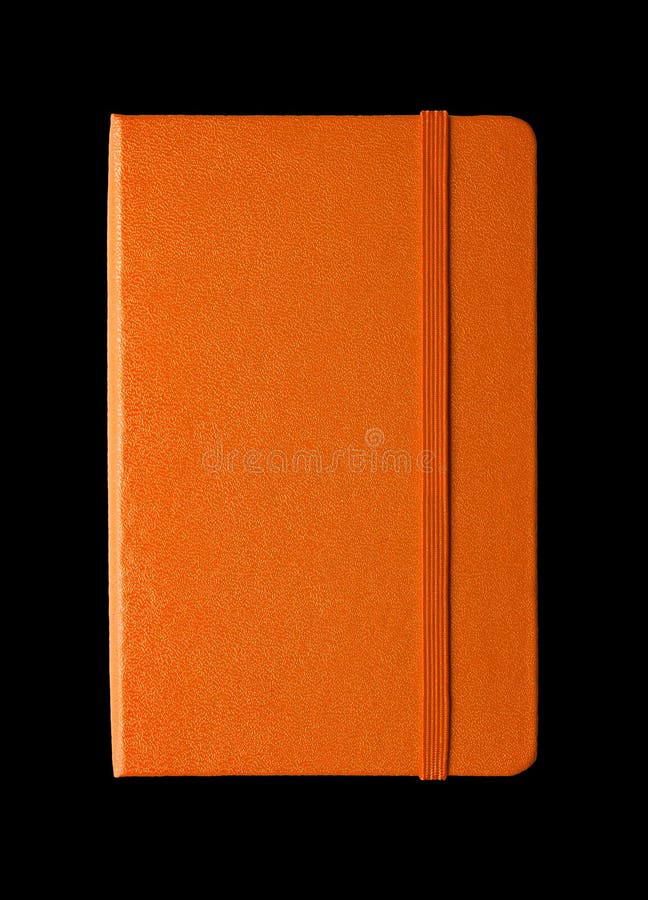 Orange Closed Notebook Isolated on Black Stock Image - Image of ...