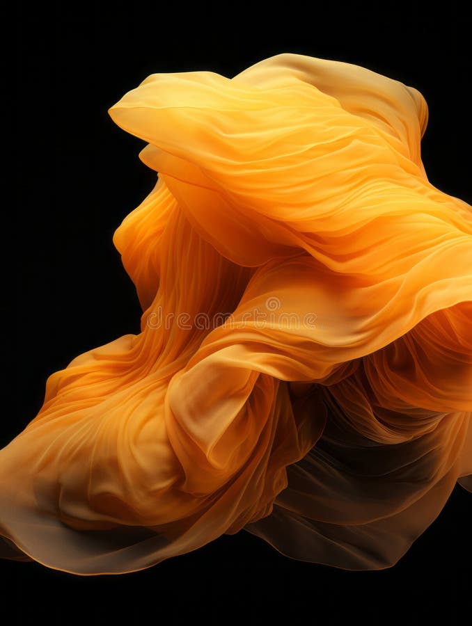 An Orange Cloth is Floating in the Air on a Black Background Stock ...