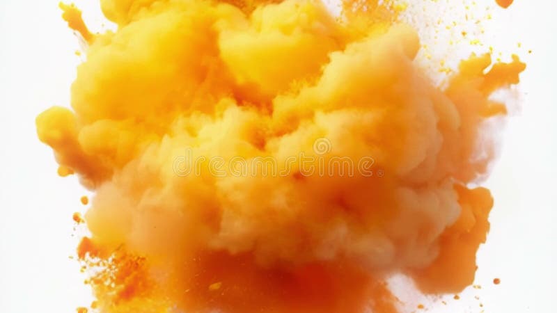 Orange Cloud Bursting into Flames and Exploding with Many Small ...