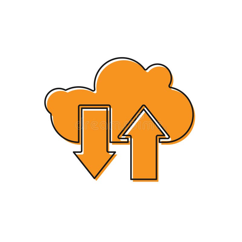 Orange Cloud Download and Upload Icon Isolated on White Background ...