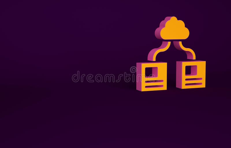 Orange Cloud Technology Data Transfer and Storage Icon Isolated on ...
