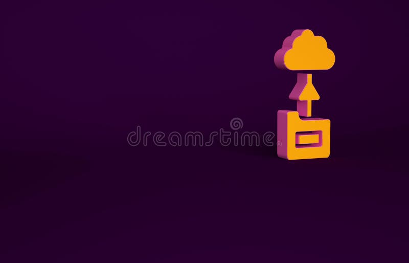 Orange Cloud Technology Data Transfer and Storage Icon Isolated on ...
