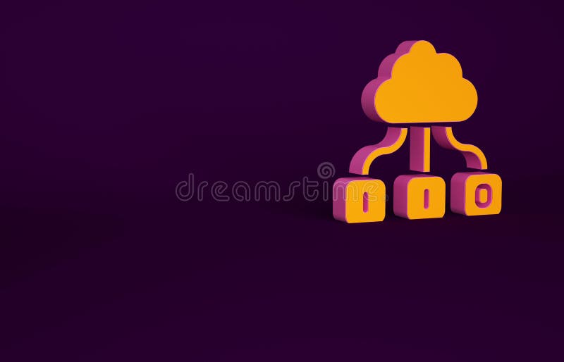 Orange Cloud Technology Data Transfer and Storage Icon Isolated on ...