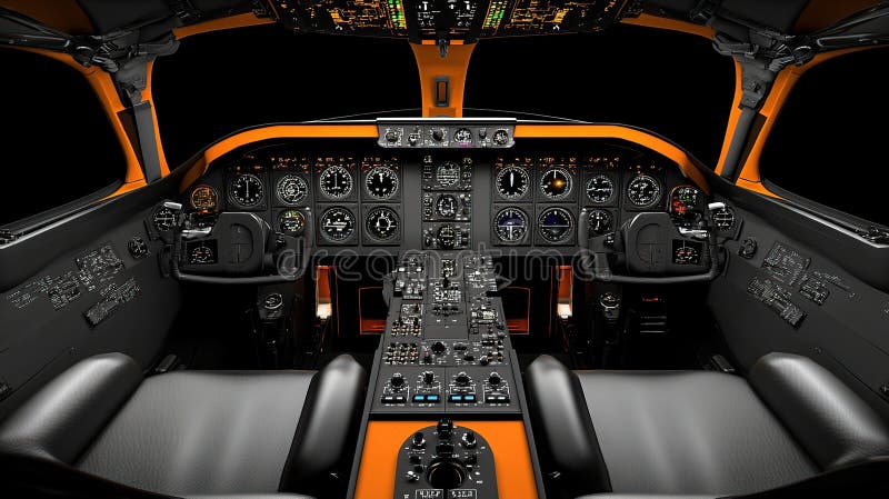 Orange Cockpit, Aircraft Interior, Night Flight, Controls, Dashboard ...