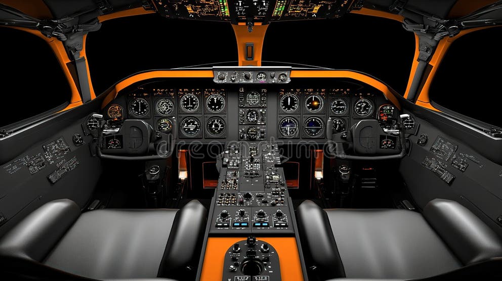 Orange Cockpit, Aircraft Interior, Night Flight, Controls, Dashboard ...