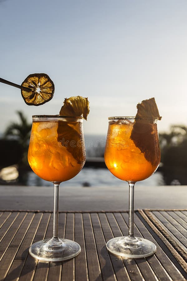 Orange Cocktail Served Poolside. Summer Vibes. Fresh, Natural Stock ...