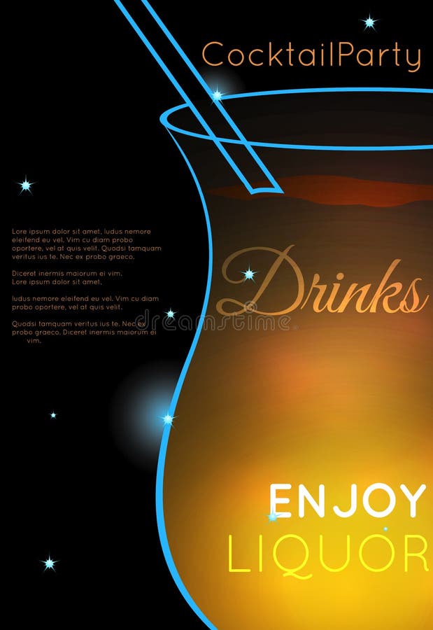 Orange Cocktail with Straw Close Up Half Stock Vector - Illustration of ...